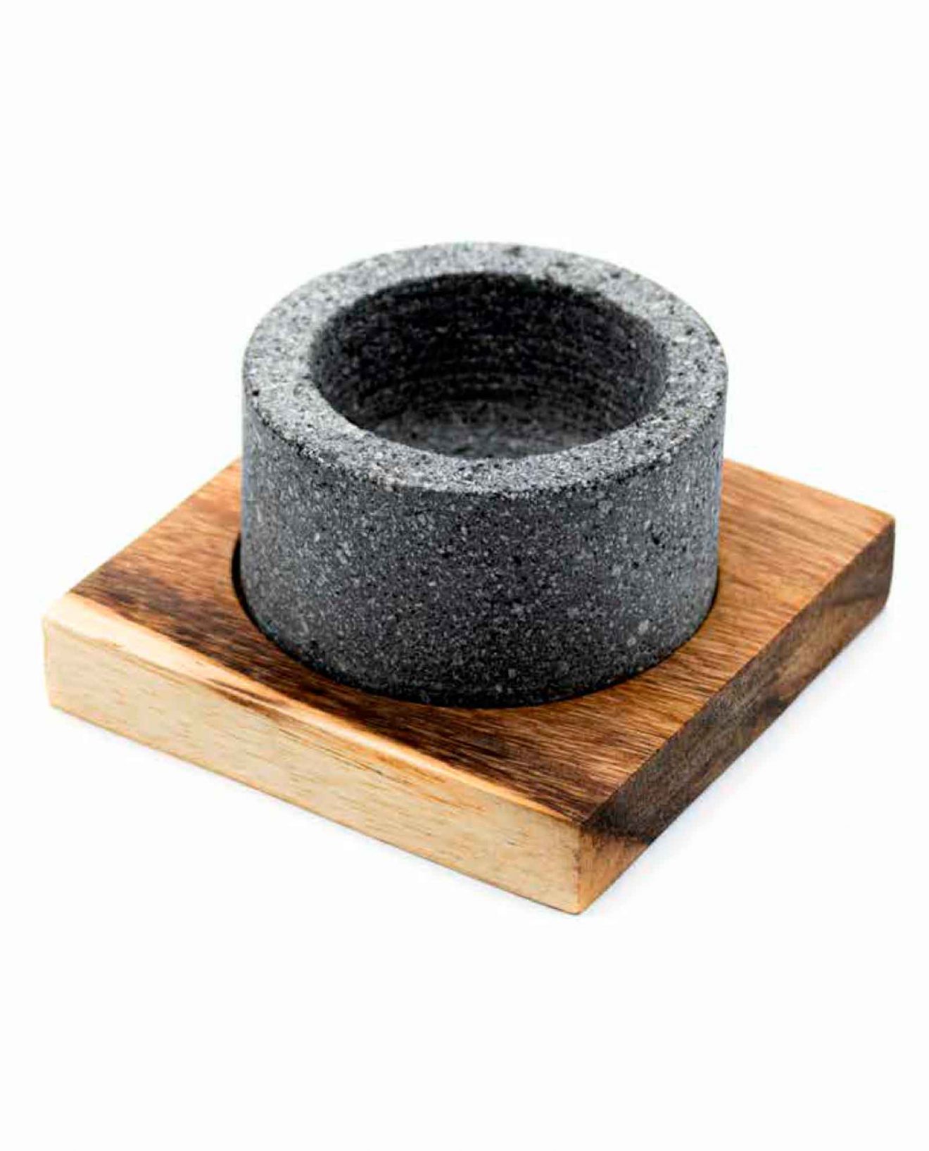 Mortero Chico Liso en Base Cuadrada Madera Pino - Mansión Folclor